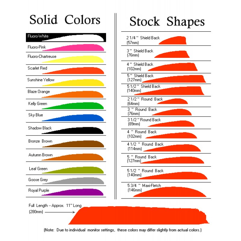 Trueflight Feather Full length 11" Long Fletch, 100片